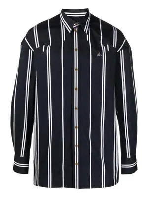 VIVIENNE WESTWOOD Orb-logo Stripe-print Shirt - Black