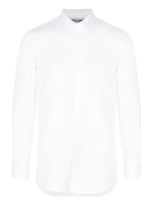 Moschino Logo-embroidered Long-sleeve Cotton Shirt - White