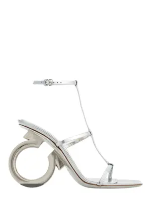 FERRAGAMO Elina 105mm Metallic-finish Sandals - Silver