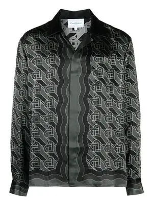 Casablanca Heart Monogram-print Silk Shirt - Black
