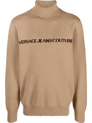 Versace Logo Intarsia Jumper - Neutrals