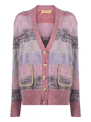 CORMIO Renato Striped Cardigan - Pink