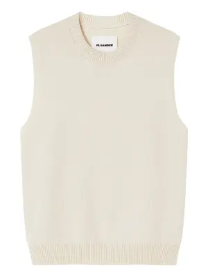 JIL SANDER Crew-neck Sleeveless Jumper - Neutrals