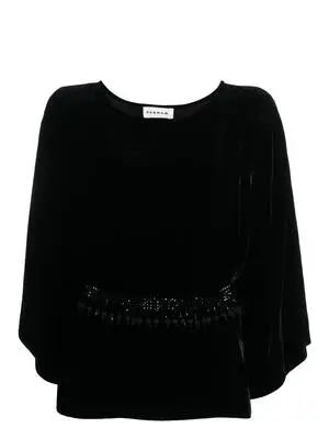 P.a.r.o.s.h Belted Round-neck Blouse - Black