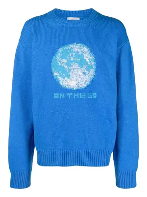 Off-White Intarsia-knit Wool-blend Jumper - Blue