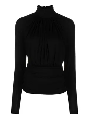 Saint Laurent Gathered Cut-out Top - Black