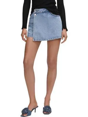 MANGO MANGO Denim Wrap Miniskirt