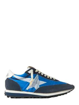 GOLDEN GOOSE Marathon Leather And Suede-trimmed Sneakers - Blue