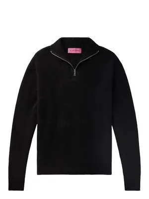 THE ELDER STATESMAN Cashmere Half-zip Sweater - Black