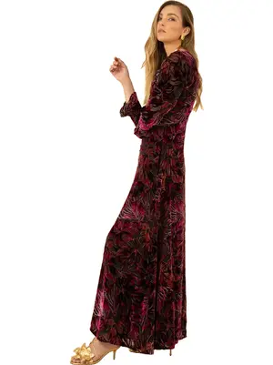 Hale Bob Stella Velvet Maxi Dress - Red