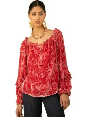 Hale Bob Violet Velvet Burnout Top - Pink