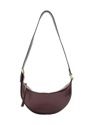 ALLSAINTS Allsaints Half Moon Leather Crossbody Burnt Red