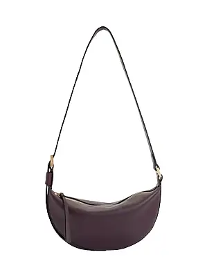 ALLSAINTS Allsaints Half Moon Leather Crossbody Purple Port/brass