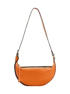 ALLSAINTS Allsaints Half Moon Leather Crossbody Pyrole Orange/antique Silver