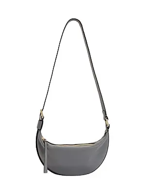 ALLSAINTS Allsaints Half Moon Leather Crossbody Slate Gray/brass