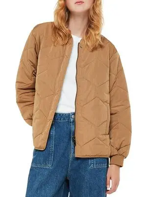 Whistles Ida Short Quilted Coat - Camel