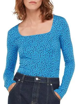 Whistles Square Neck Top - Blue/multi