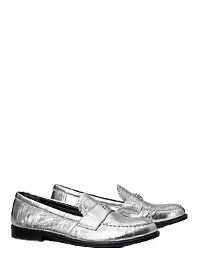 Tory Burch Classic Leather Loafer Silver