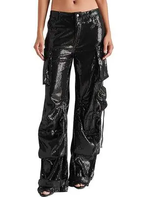 Steve Madden Sequin Cargo Pants - Black