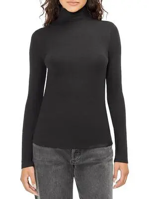Three Dots Mock Neck Top - Black