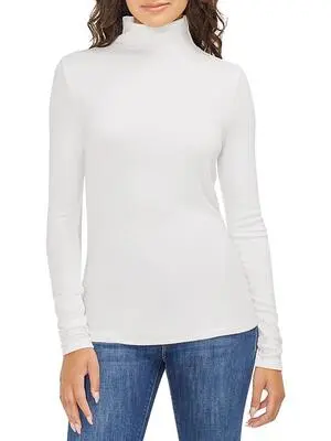 Three Dots Mock Neck Top - Snow White
