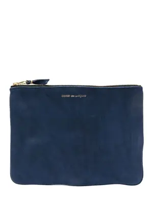 Comme Des Garçons Washed Zip-up Leather Pouch - Blue