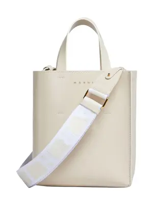 Marni Mini Museo Leather Tote Bag - Neutrals