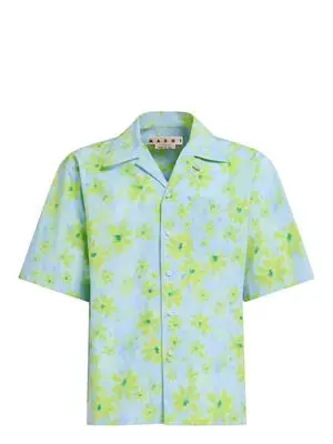 Marni Floral-print Cotton Shirt - Blue