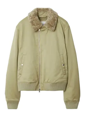 Burberry Shearling-collar Bomber Jacket - Neutrals