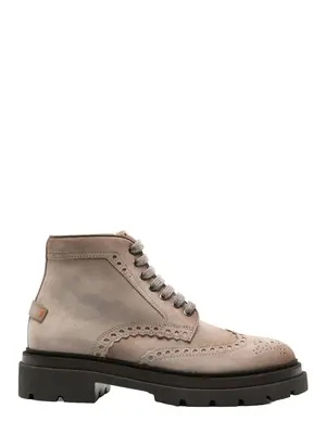 Santoni Suede Brogue Boots - Neutrals
