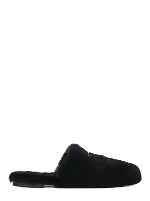 ANINE BING Link-detail Shearling Slippers - Black