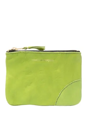 Comme Des Garçons Washed Leather Zip Pouch - Green