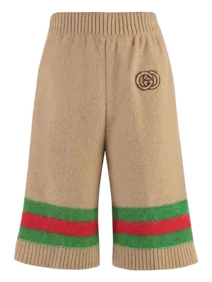 Gucci Web Stripe Jacquard Knit Shorts - Brown