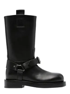 Burberry Buckled-strap Leather Boots - Black