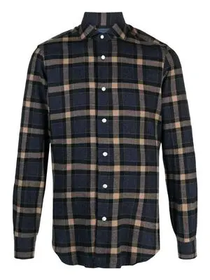 BARBA NAPOLI Checked Long-sleeve Cotton Shirt