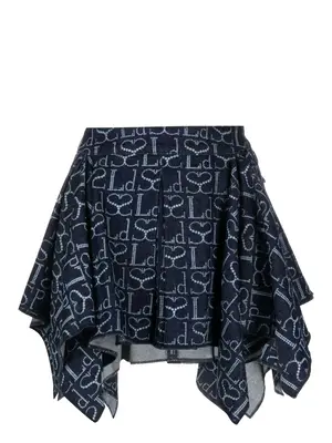 LUDOVIC DE SAINT SERNIN Monogram Asymmetric Miniskirt - Blue