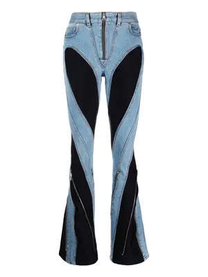 MUGLER Spiral Split-hem Jeans - Blue