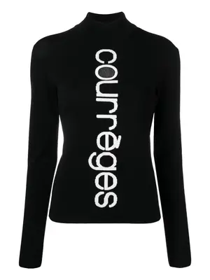 COURREGES Logo-intarsia Cut-out Jumper - Black