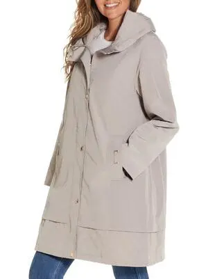 Gallery Gallery Water-Resistant Hooded Rain Coat Pebble