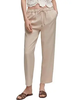 Mango Flowy Straight Leg Pants - Beige