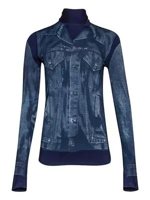 JEAN PAUL GAULTIER Jean Paul Gaultier L'Oeil Long Sleeve Top Blue