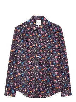 Paul Smith Super Slim-fit 'liberty Floral' Print Shirt - Blue