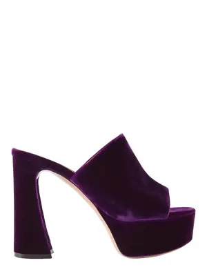 GIANVITO ROSSI Holly 70 Velvet Platform Mules - Purple