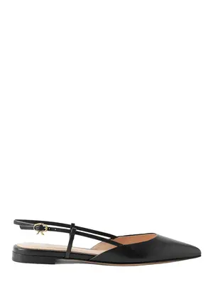 GIANVITO ROSSI Ascent Leather Point-toe Flats - Black