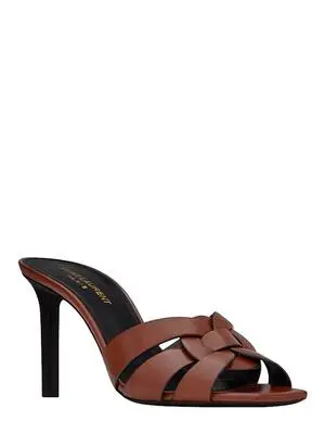 Saint Laurent Tribute Mules - Toffee Smooth Leather