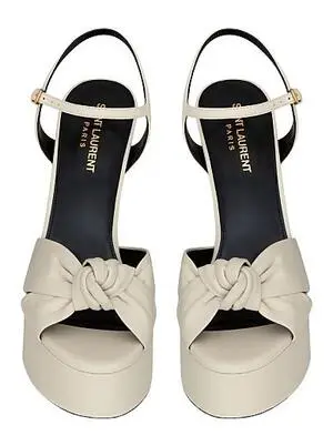 Saint Laurent Bianca Platform Sandals - Pearl Lambskin