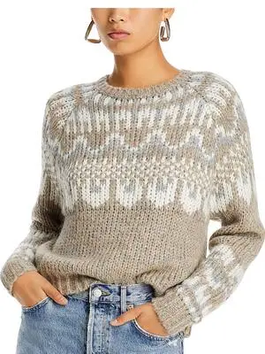 Aqua Fair Isle Crewneck Sweater Exclusive - Sandstone