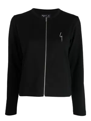 AGNÈS B. Cotton Cardigan With Graphic Prints - Black