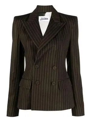 JEAN PAUL GAULTIER Pinstriped Wool-blend Blazer - Brown