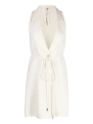 Masnada Front-tie Buttoned Waistcoat - White